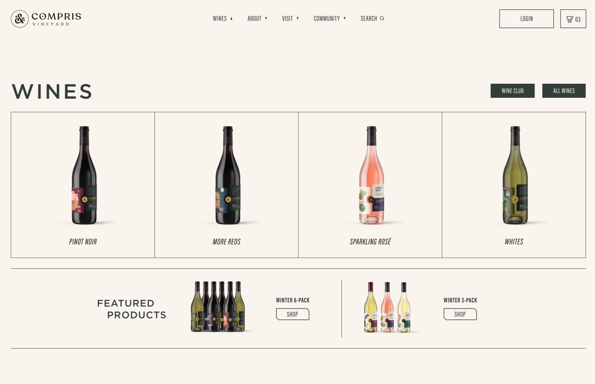 Compris Vineyard Brand Design, Packaging, & Website Work - Murmur Creative